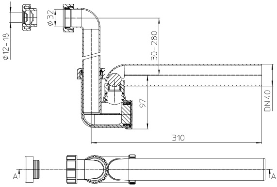 HL 136 NT сифон для кондиционеров DN40